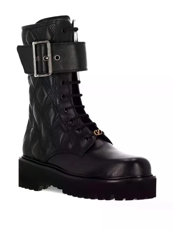 Valentino Garavani Vlogo Leather Combat Boots