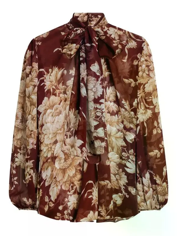 Dolce & Gabbana Floral-print Bow Blouse