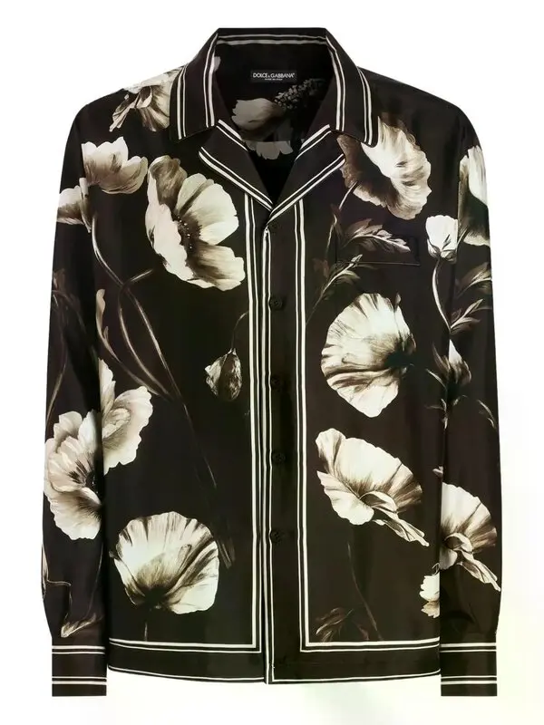 Dolce & Gabbana Poppy-print Shirt - Brown