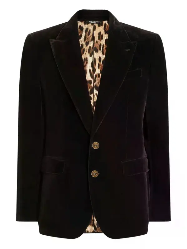 Dolce & Gabbana Velvet Gold-button Blazer - Brown
