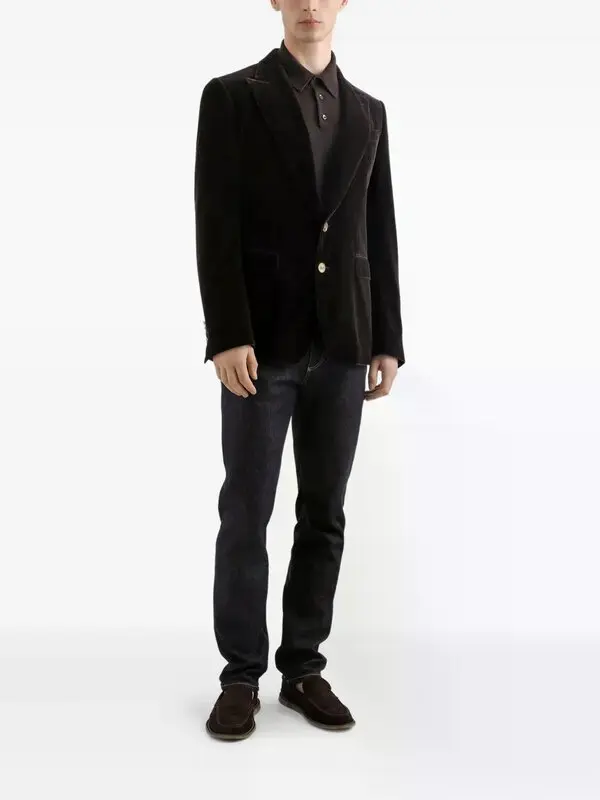 Dolce & Gabbana Velvet Gold-button Blazer - Brown