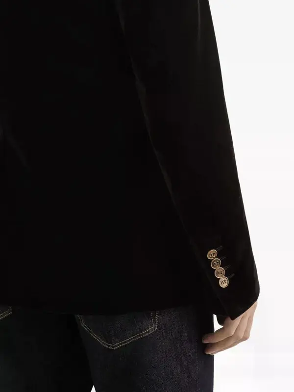 Dolce & Gabbana Velvet Gold-button Blazer - Brown