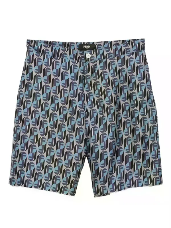 Fendi Monogram-print Silk Shorts