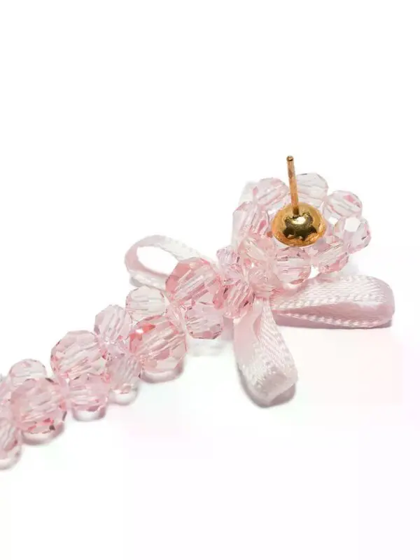Simone Rocha Crystal-beaded Bow Earrings - Pink