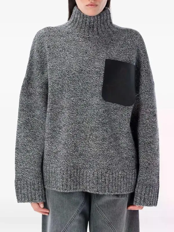 JW Anderson High-neck Sweater With Leather Patch