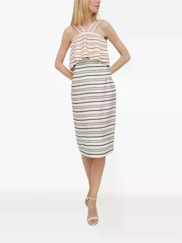 Sisley Striped Pleated Midi Dress - Neutrals