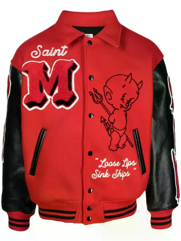 SAINT MXXXXXX Devil Varsity Letter Jacket - Red
