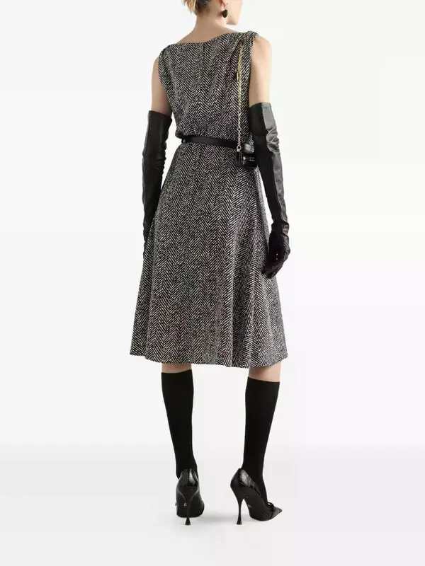 Dolce & Gabbana Herringbone Sleeveless Midi Dress