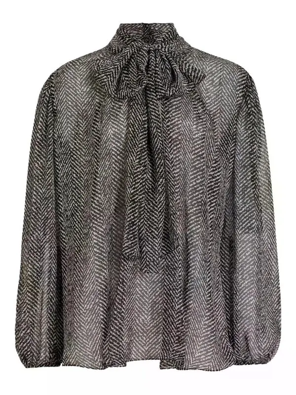 Dolce & Gabbana Chevron-print Blouse With Bow