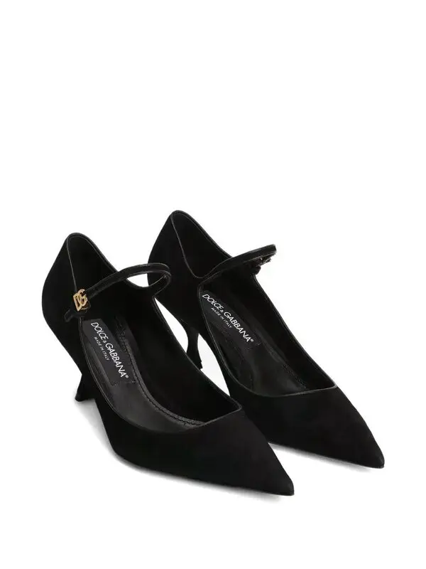 Dolce & Gabbana Suede Pointed-toe Pumps With Dg Logo - Black