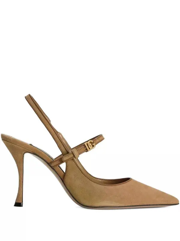 Dolce & Gabbana Logo-appliqué Slingback Pumps - Neutrals