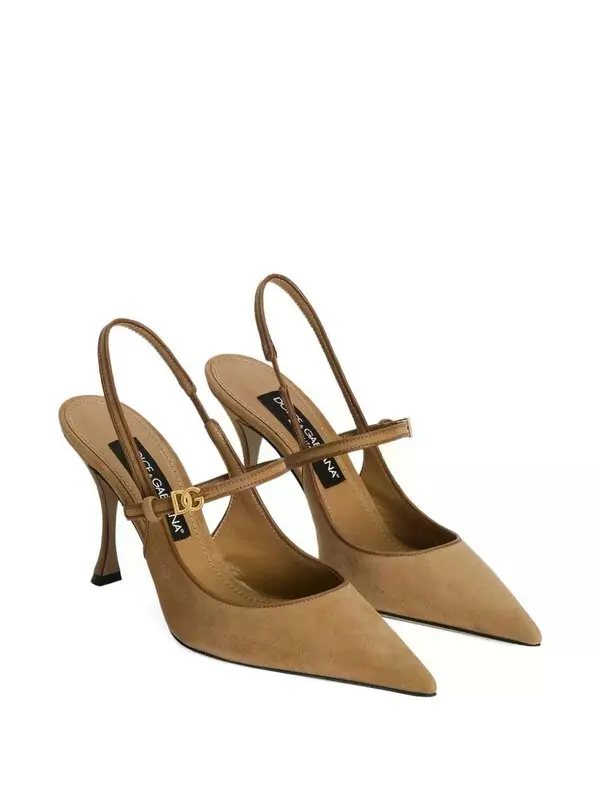 Dolce & Gabbana Logo-appliqué Slingback Pumps - Neutrals