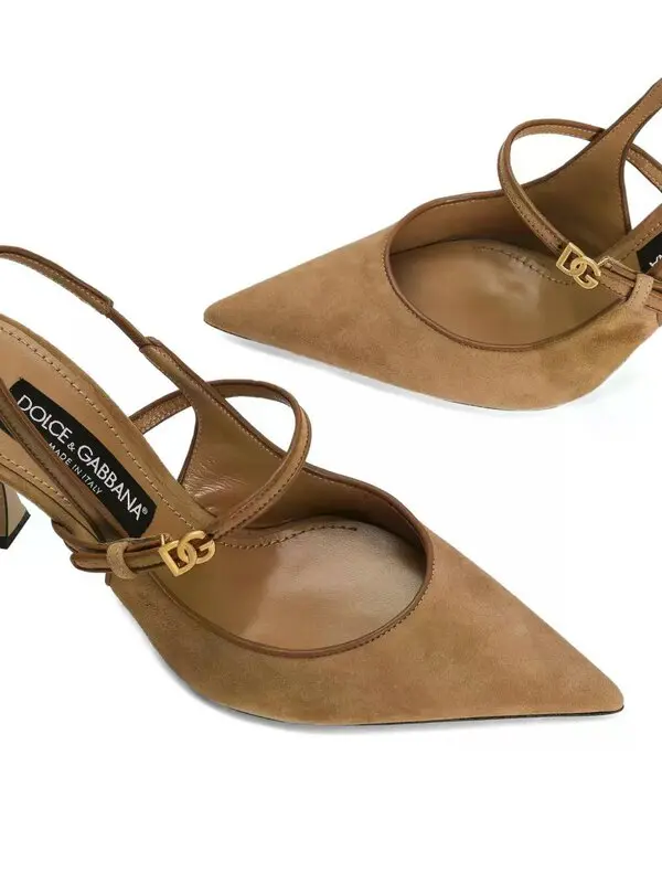 Dolce & Gabbana Logo-appliqué Slingback Pumps - Neutrals