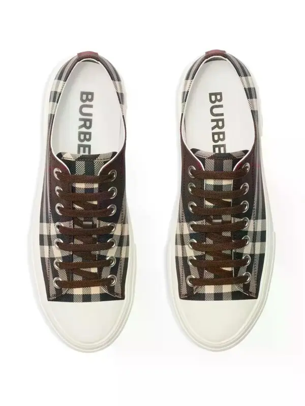 Burberry Check-pattern Lace-up Sneakers - Brown