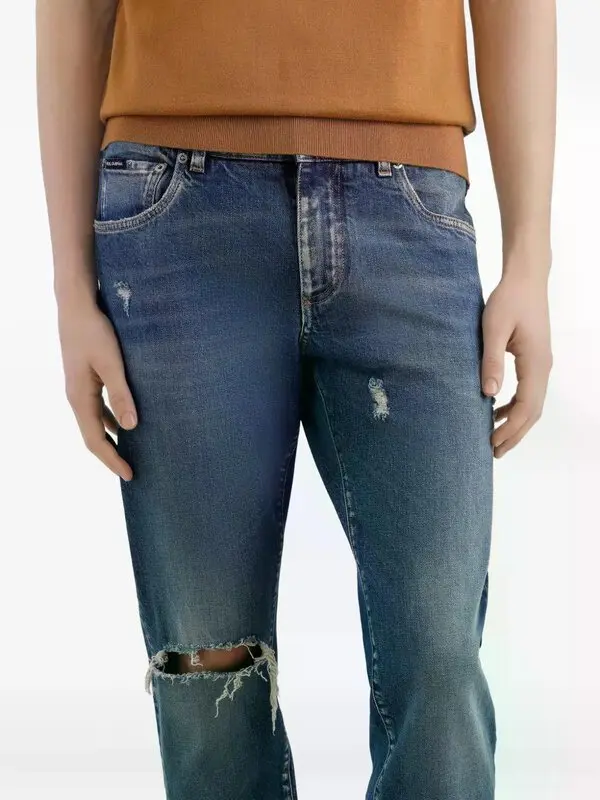 Dolce & Gabbana Distressed Ripped-knee Slim Fit Jeans