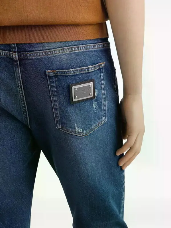 Dolce & Gabbana Distressed Ripped-knee Slim Fit Jeans