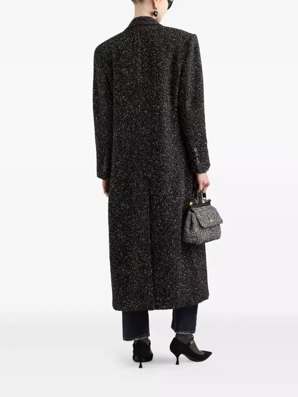 Dolce & Gabbana Herringbone Double-breasted Coat - Black