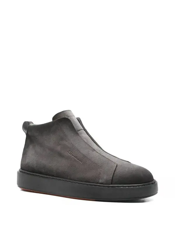 Santoni Elastic-panel Suede Sneakers - Grey