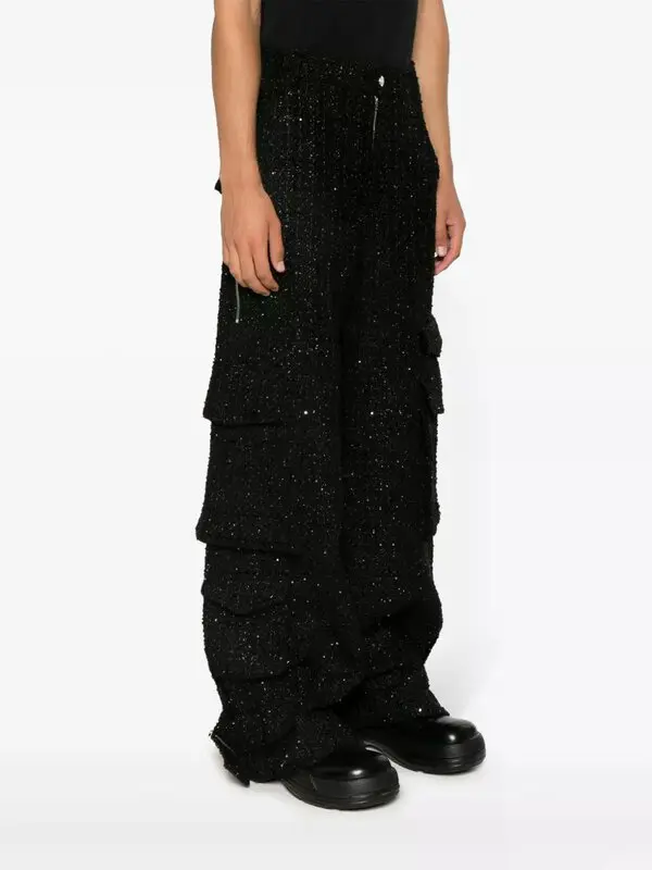 Gcds Wide-leg Tweed Cargo Trousers