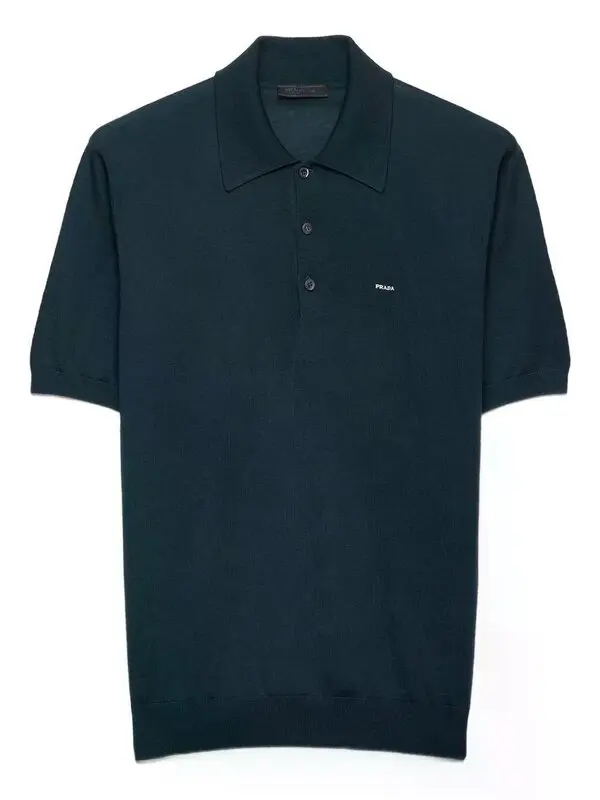 Prada Embroidered Wool Polo Shirt - Green