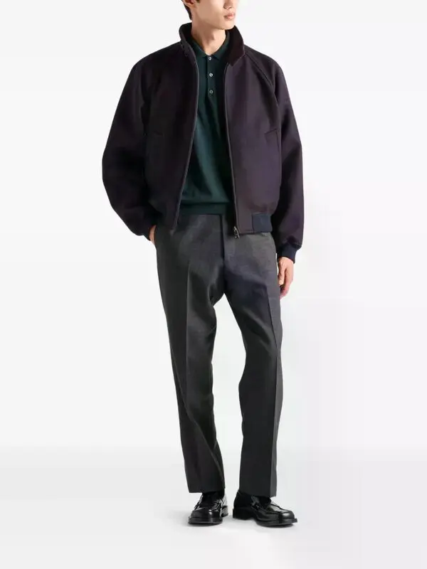 Prada Embroidered Wool Polo Shirt - Green