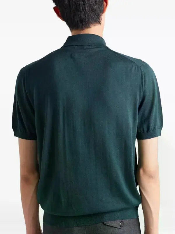 Prada Embroidered Wool Polo Shirt - Green