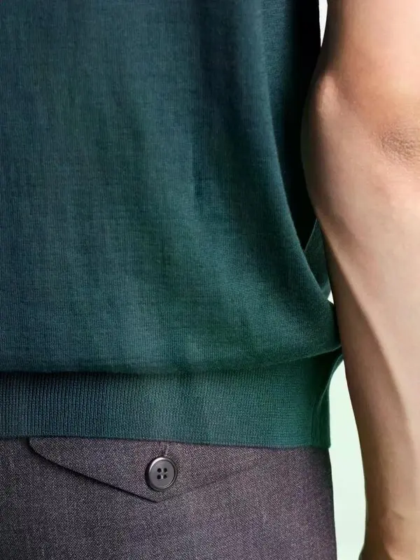 Prada Embroidered Wool Polo Shirt - Green