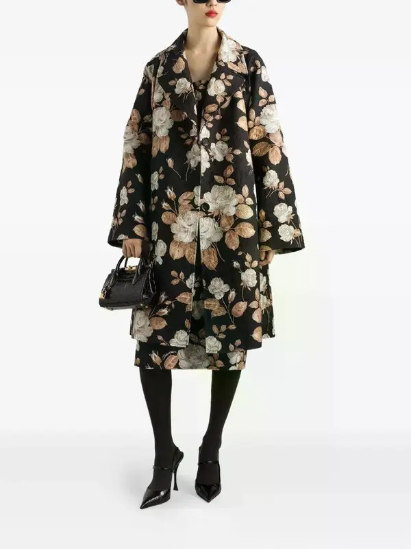 Dolce & Gabbana Rose-print Long Coat