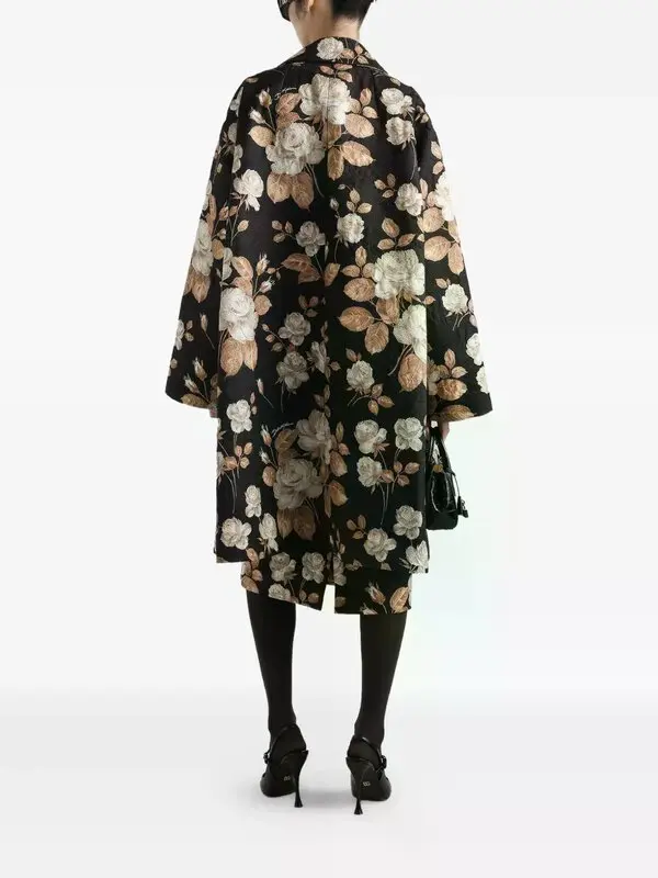 Dolce & Gabbana Rose-print Long Coat