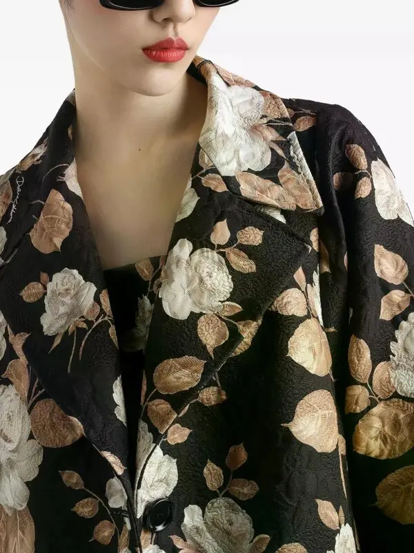 Dolce & Gabbana Rose-print Long Coat