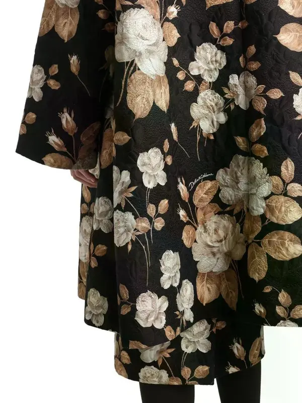 Dolce & Gabbana Rose-print Long Coat