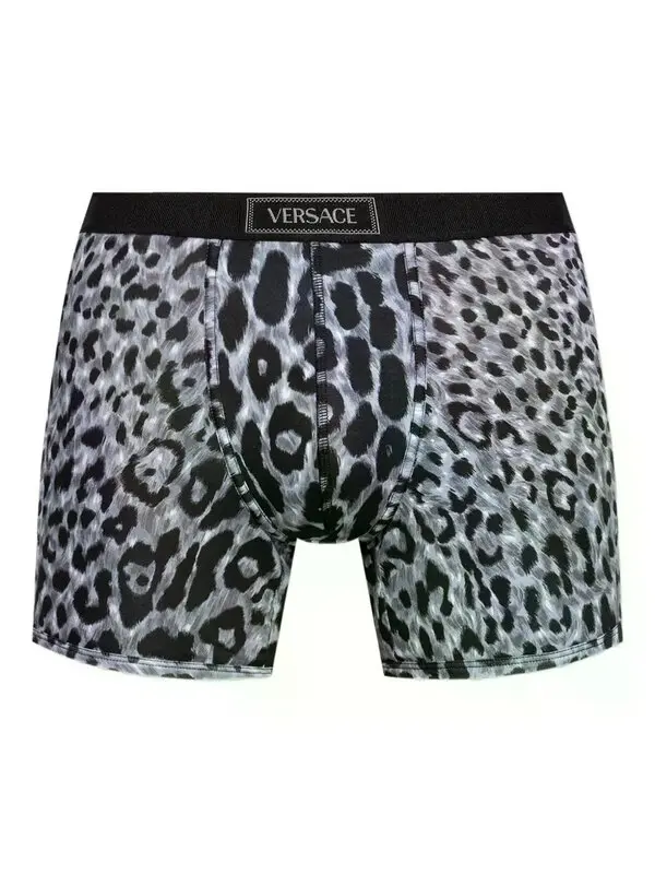 Versace Leopard-print Waistband Boxers - Grey