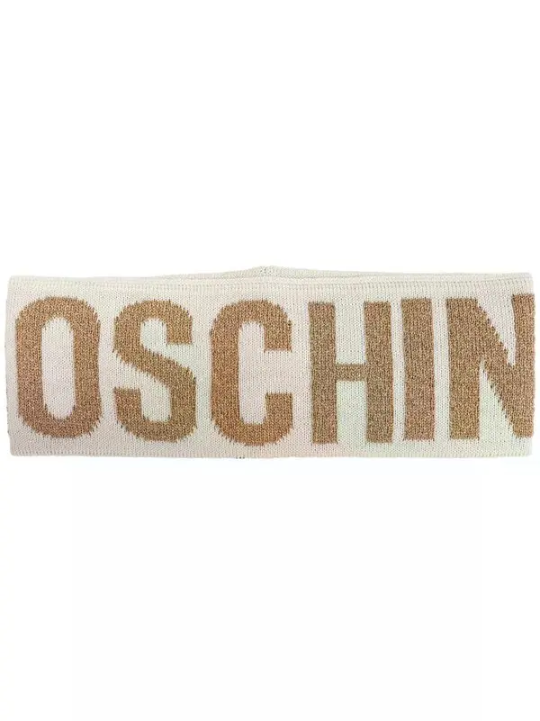 Moschino Logo-intarsia Knit Headband - Neutrals