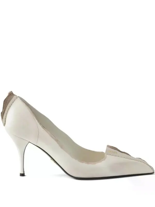 Prada 85mm Antiqued Leather Pumps - Neutrals