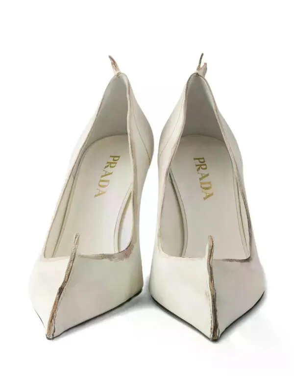 Prada 85mm Antiqued Leather Pumps - Neutrals
