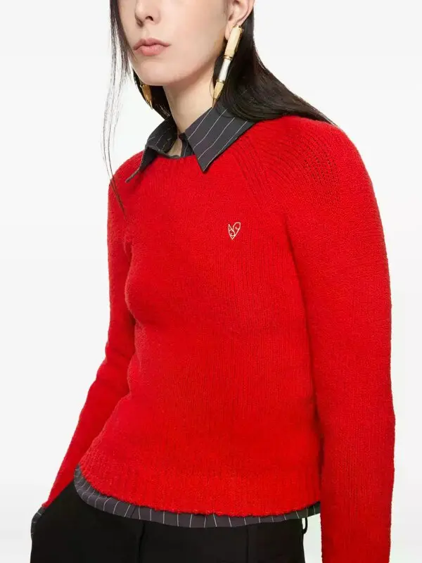 Acne Studios Heart-embroidered Raglan-sleeve Sweater