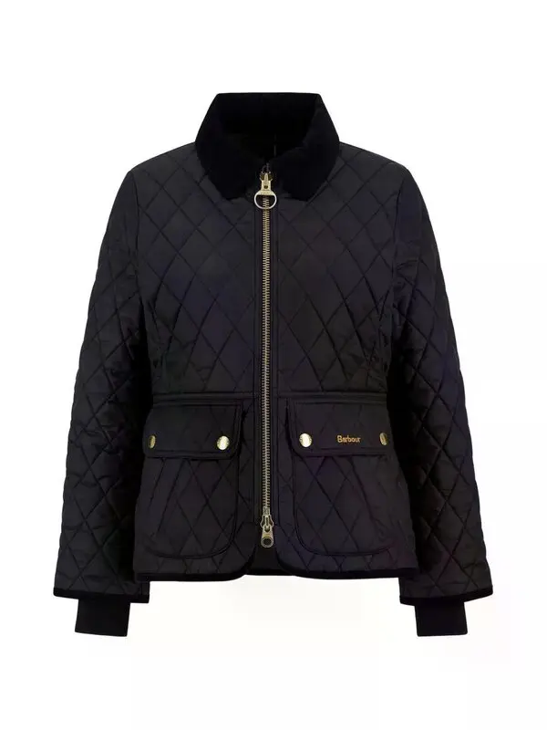 Barbour Diamond-quilted Zip-front Coat - Black