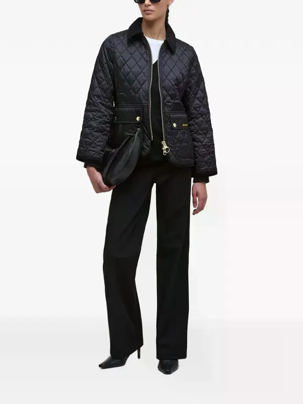 Barbour Diamond-quilted Zip-front Coat - Black
