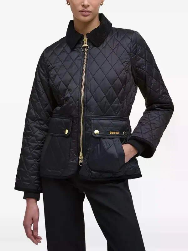 Barbour Diamond-quilted Zip-front Coat - Black