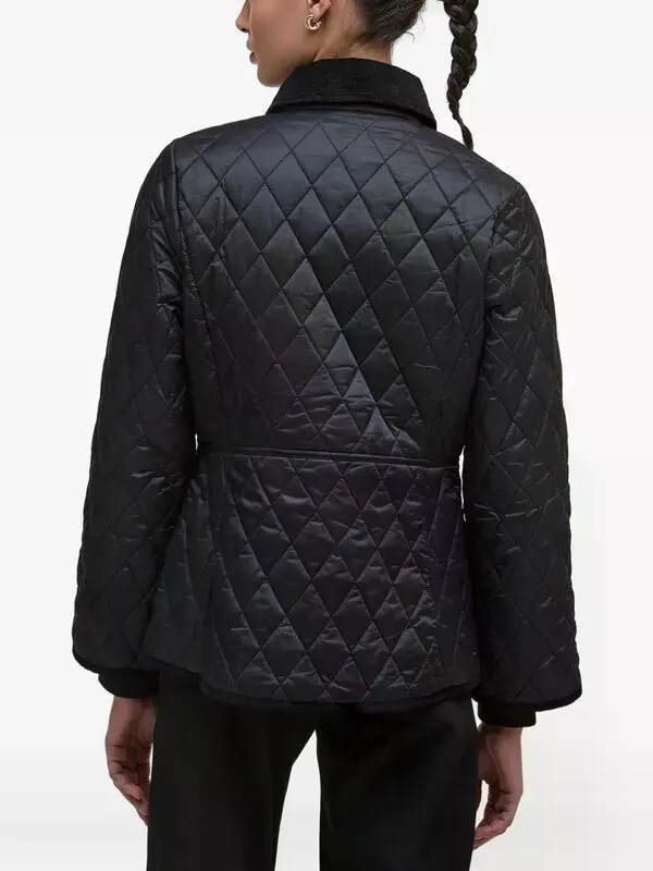 Barbour Diamond-quilted Zip-front Coat - Black