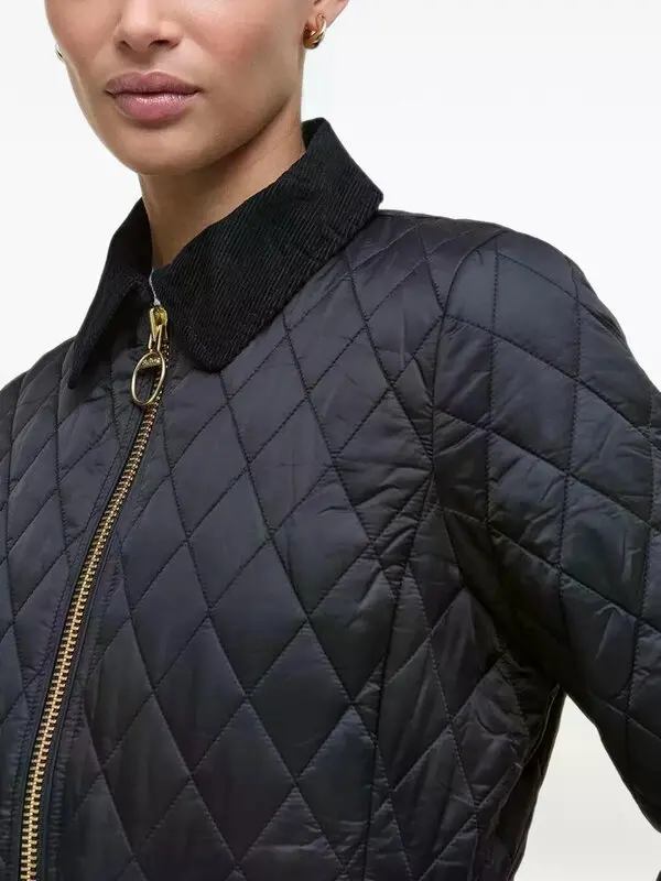 Barbour Diamond-quilted Zip-front Coat - Black