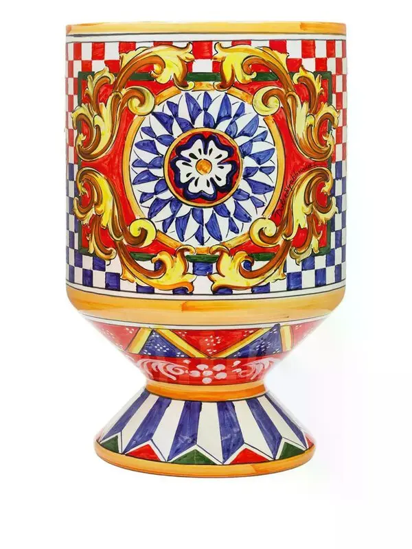 Dolce & Gabbana Geometric-patterned Ceramic Vase - Multicolour
