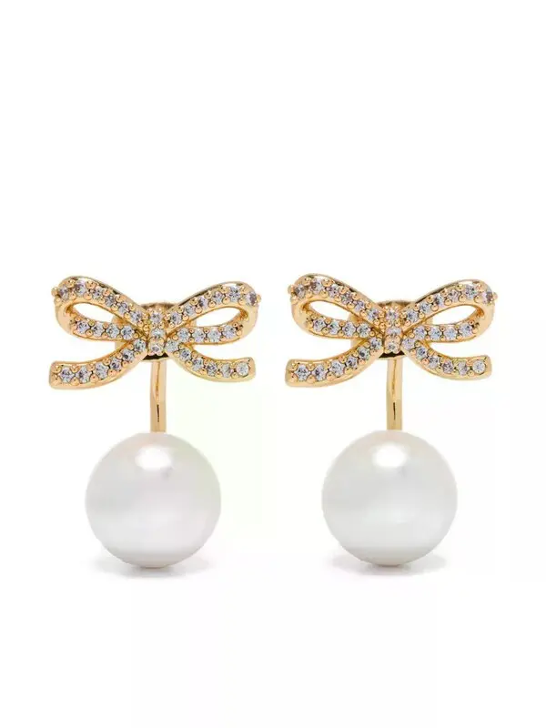 SELF-PORTRAIT Pearl Bow Earring - Gold