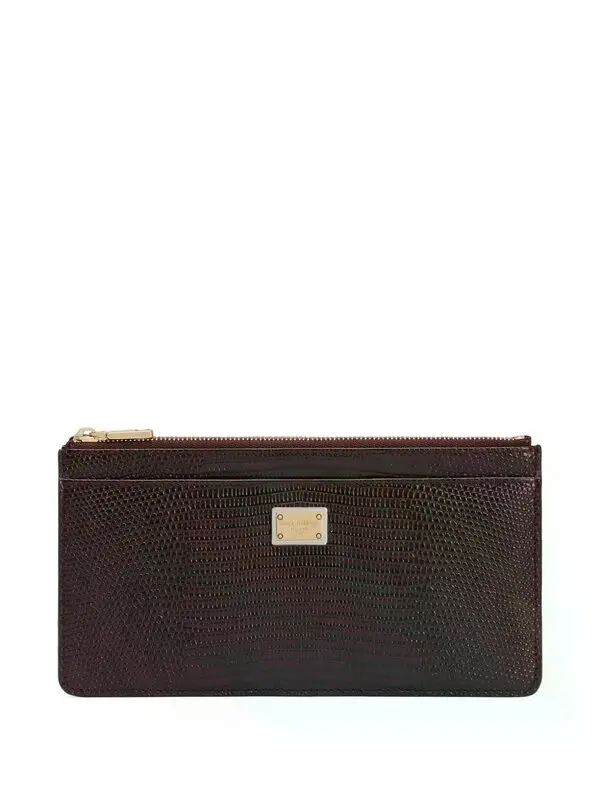 Dolce & Gabbana Zip-top Leather Card Holder - Brown