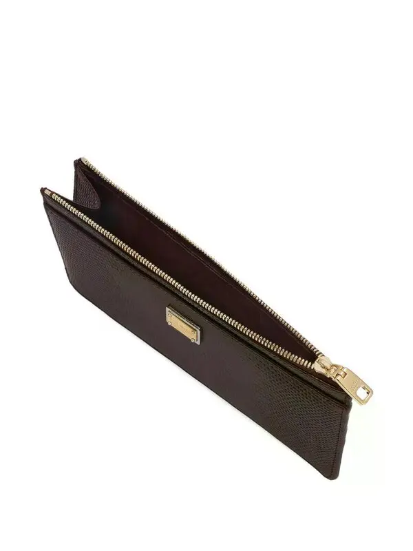 Dolce & Gabbana Zip-top Leather Card Holder - Brown