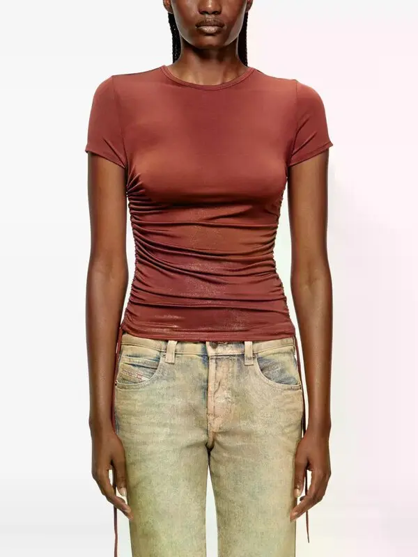 DIESEL® T-rey Drawstring-gathered T-shirt - Brown