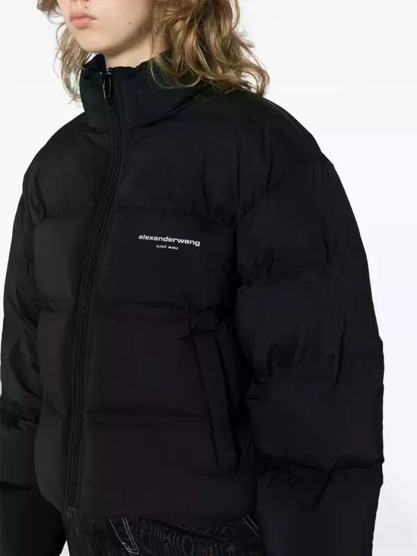 Alexander Wang Reflective-logo Cropped Puffer Jacket