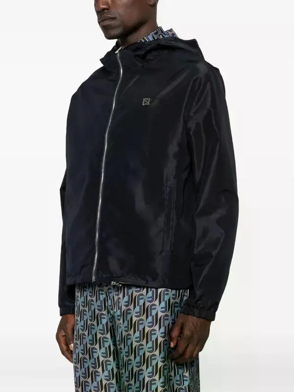 Fendi Logo-plaque Hooded Jacket - Blue