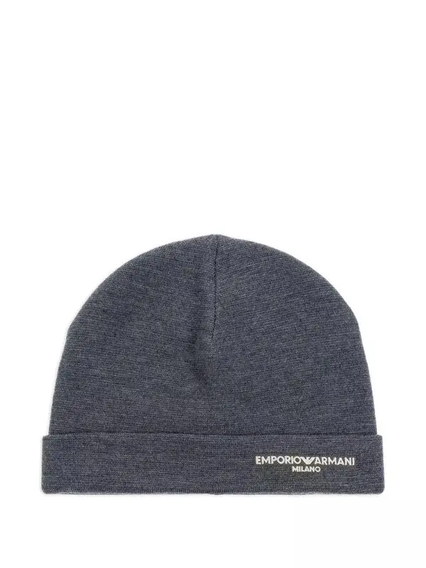 Emporio Armani Logo-embroidered Wool Beanie - Grey