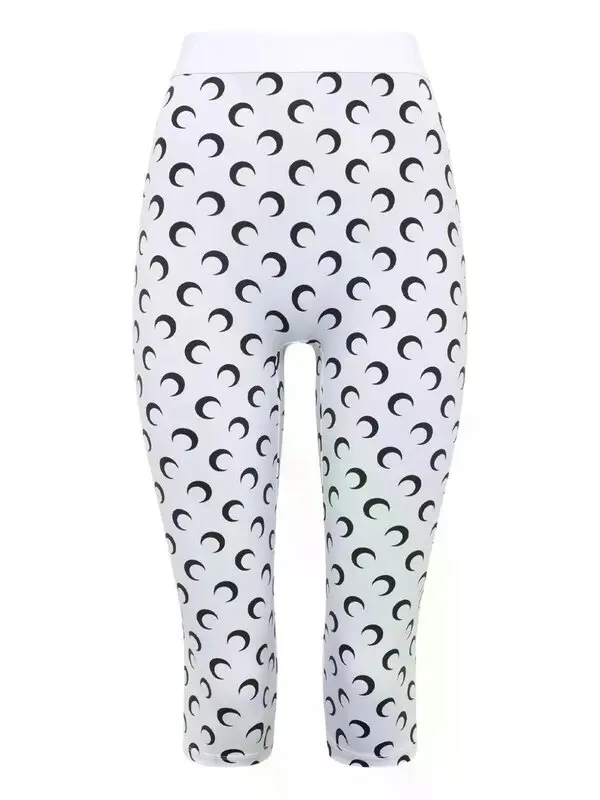 MARINE SERRE Moon-print Capri Trousers - White
